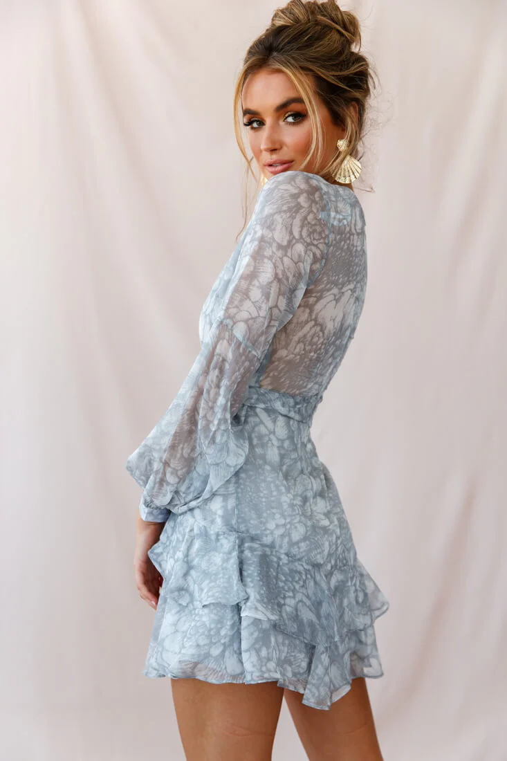 Kerry Layered Balloon Sleeve Dress Grey - Online Dress Boutique