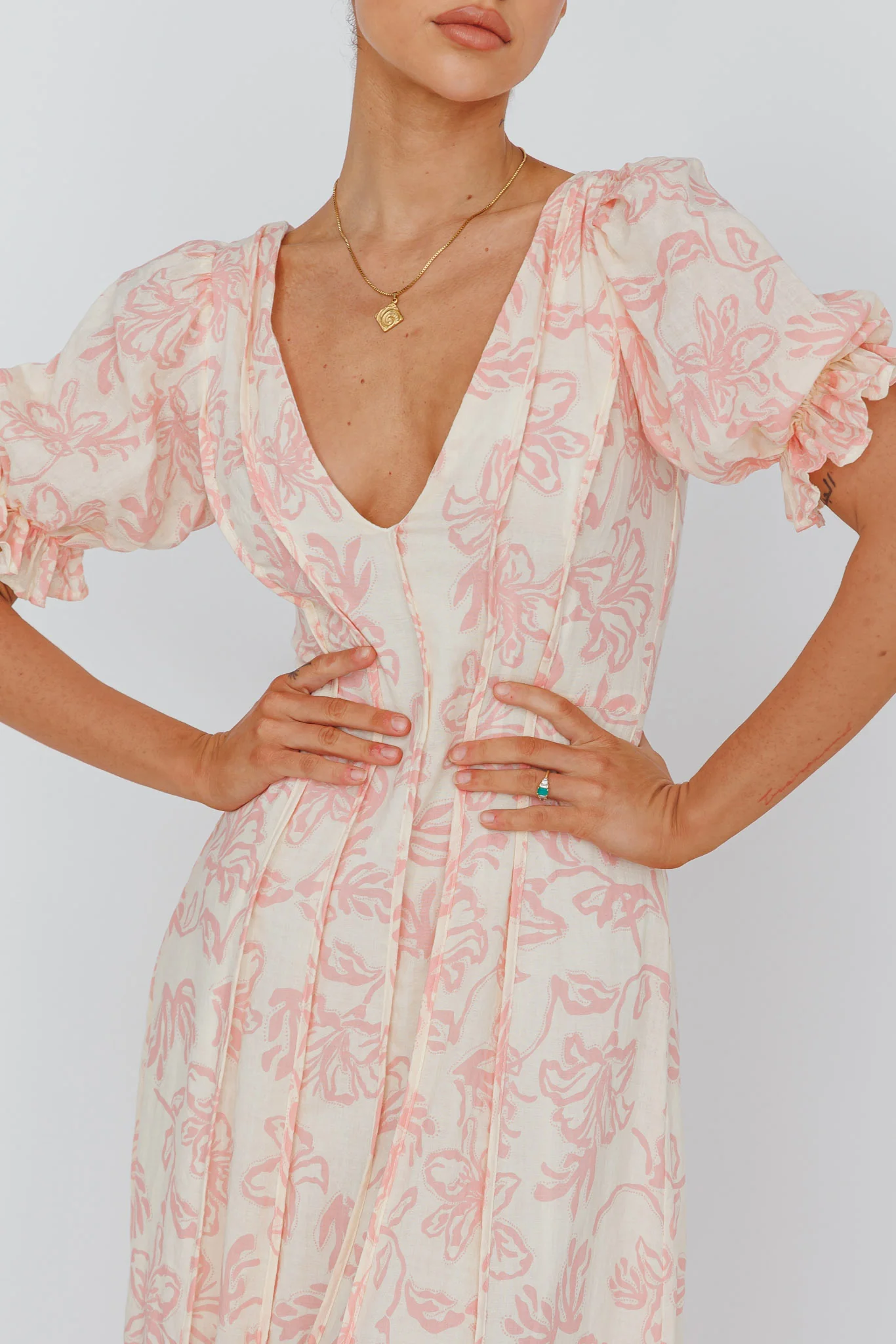 Sitting Pretty Pintuck Pleat Puff Sleeve Dress Pink - Selfie Leslie