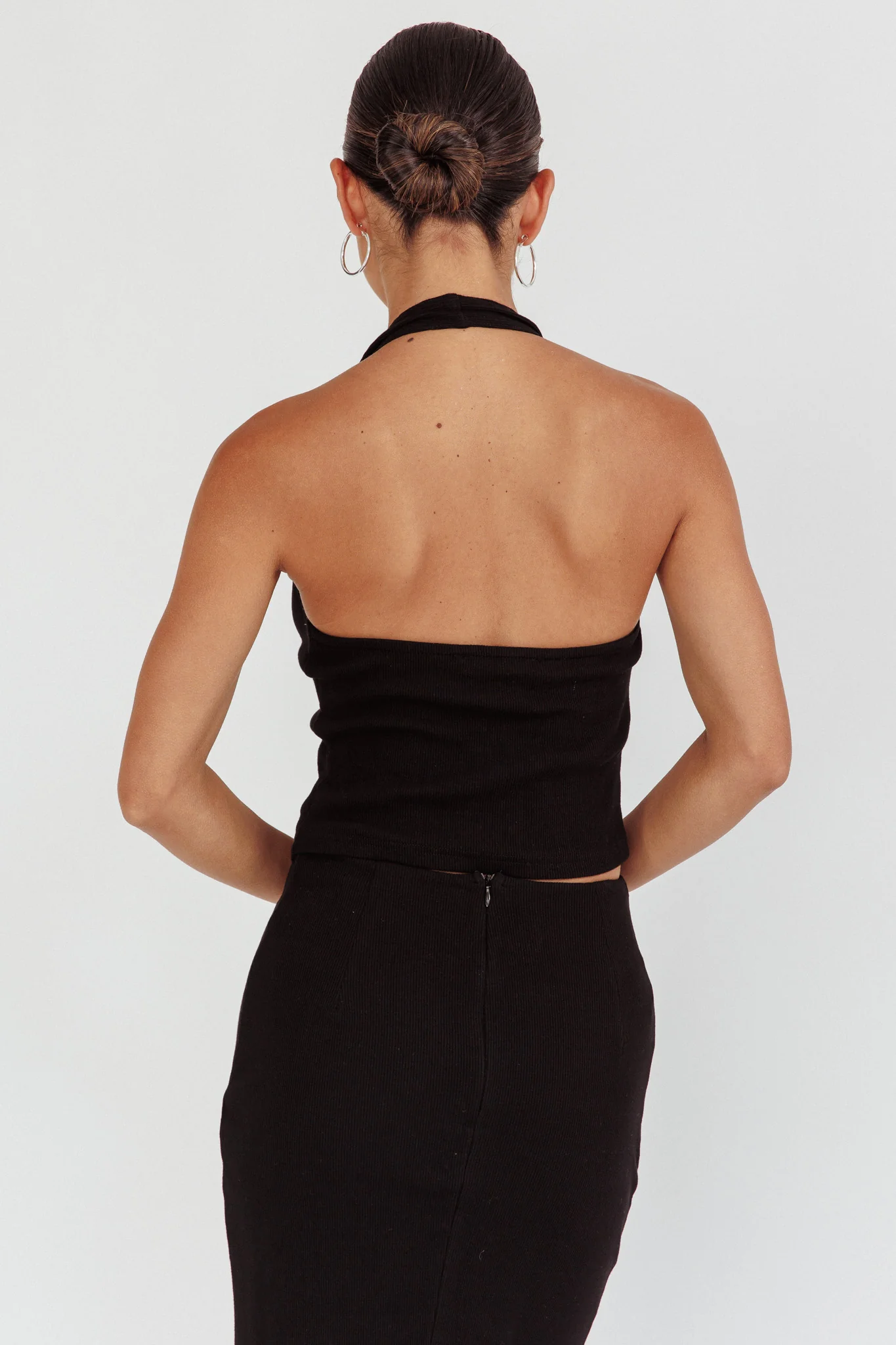 Blackthorn Halter Neck Rosette Top Black - Online Dress Boutique