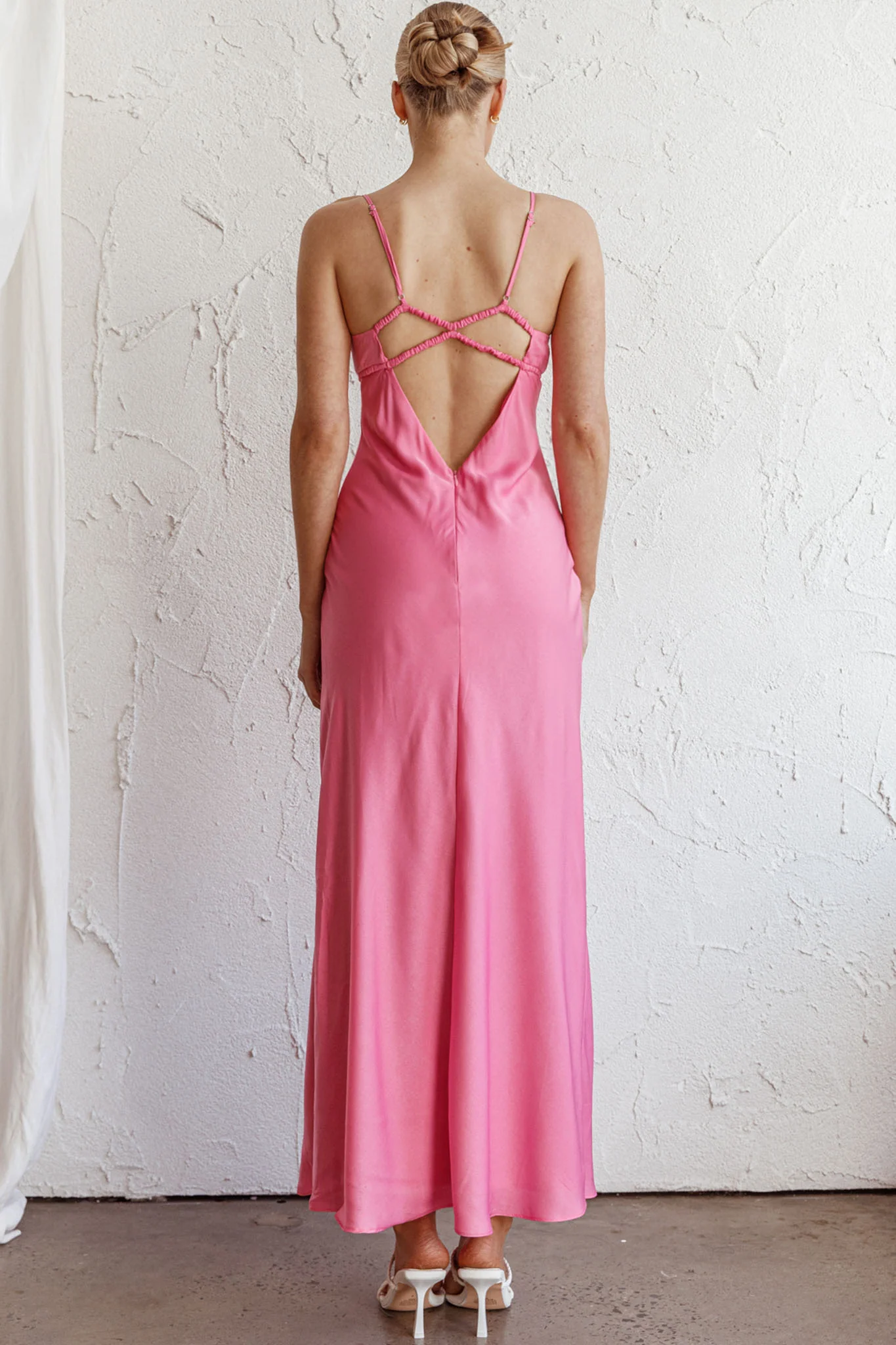 From Above V-Back Midi Dress Hot Pink - Selfie Leslie