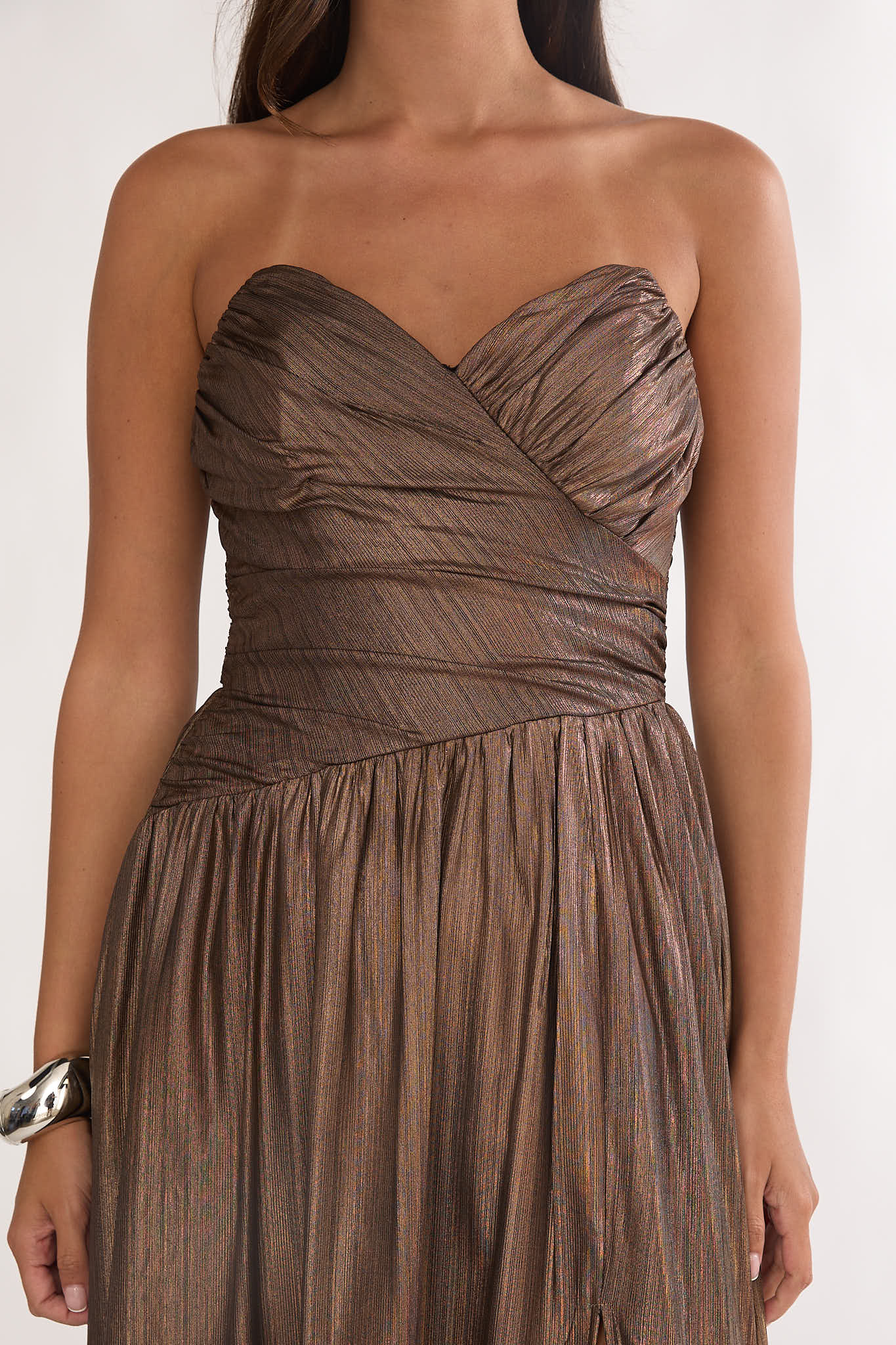 Marin Pointed Sweetheart Maxi Dress Gold - Selfie Leslie