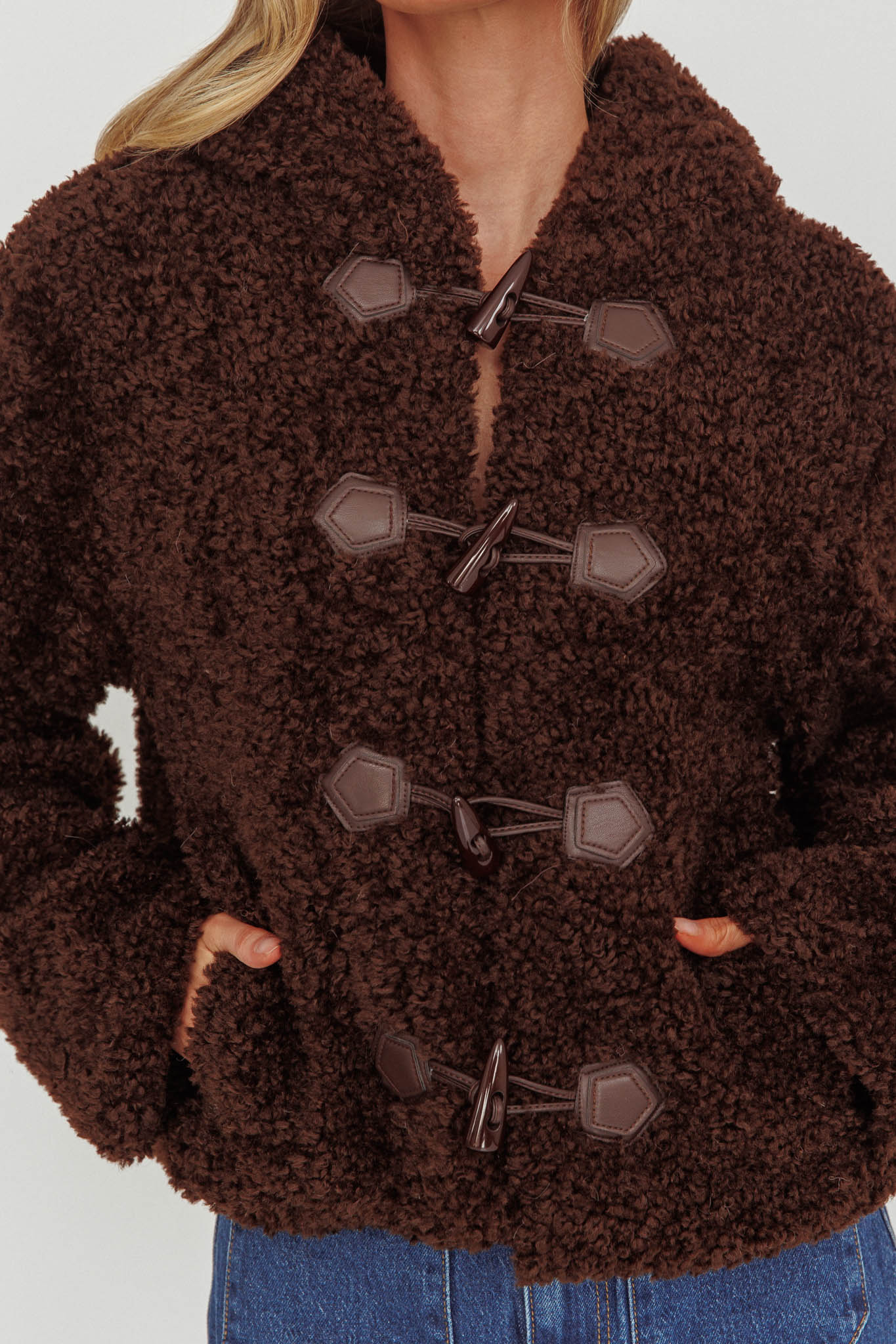 Elaris Hooded Toggle Jacket Brown - Selfie Leslie