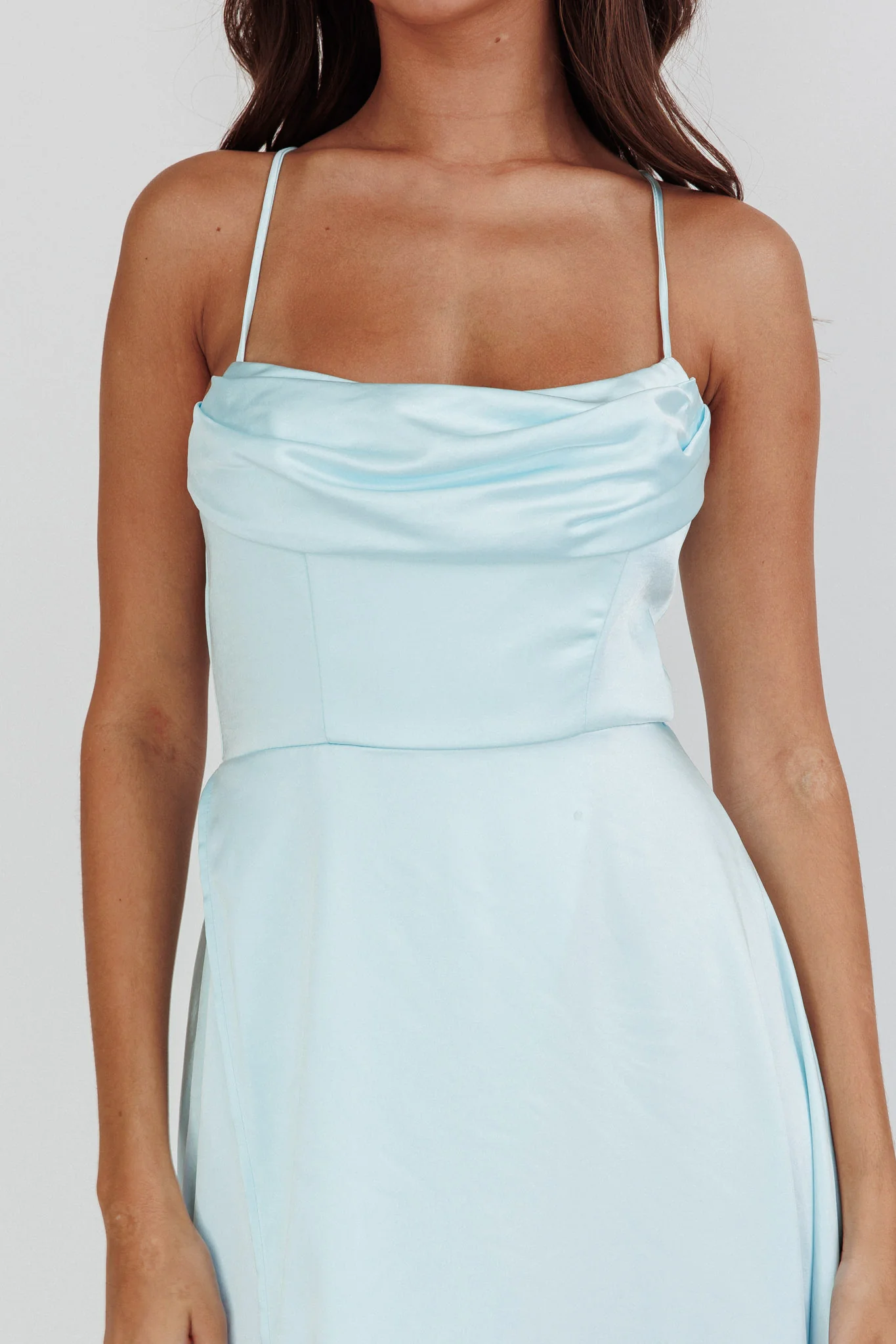 Inner Light Gathered Bust Split Maxi Dress Mint - Online Dress Boutique