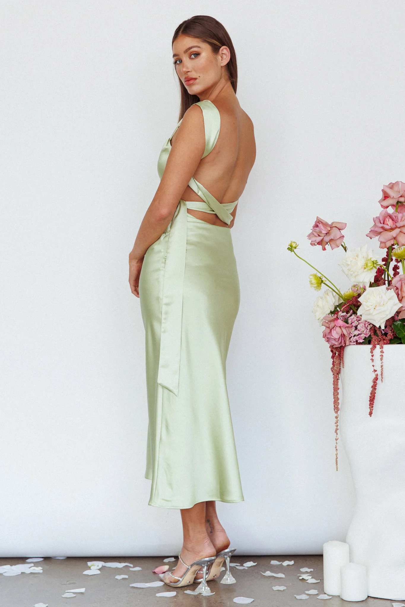 Amielle Open Back Midi Dress Mint - Selfie Leslie