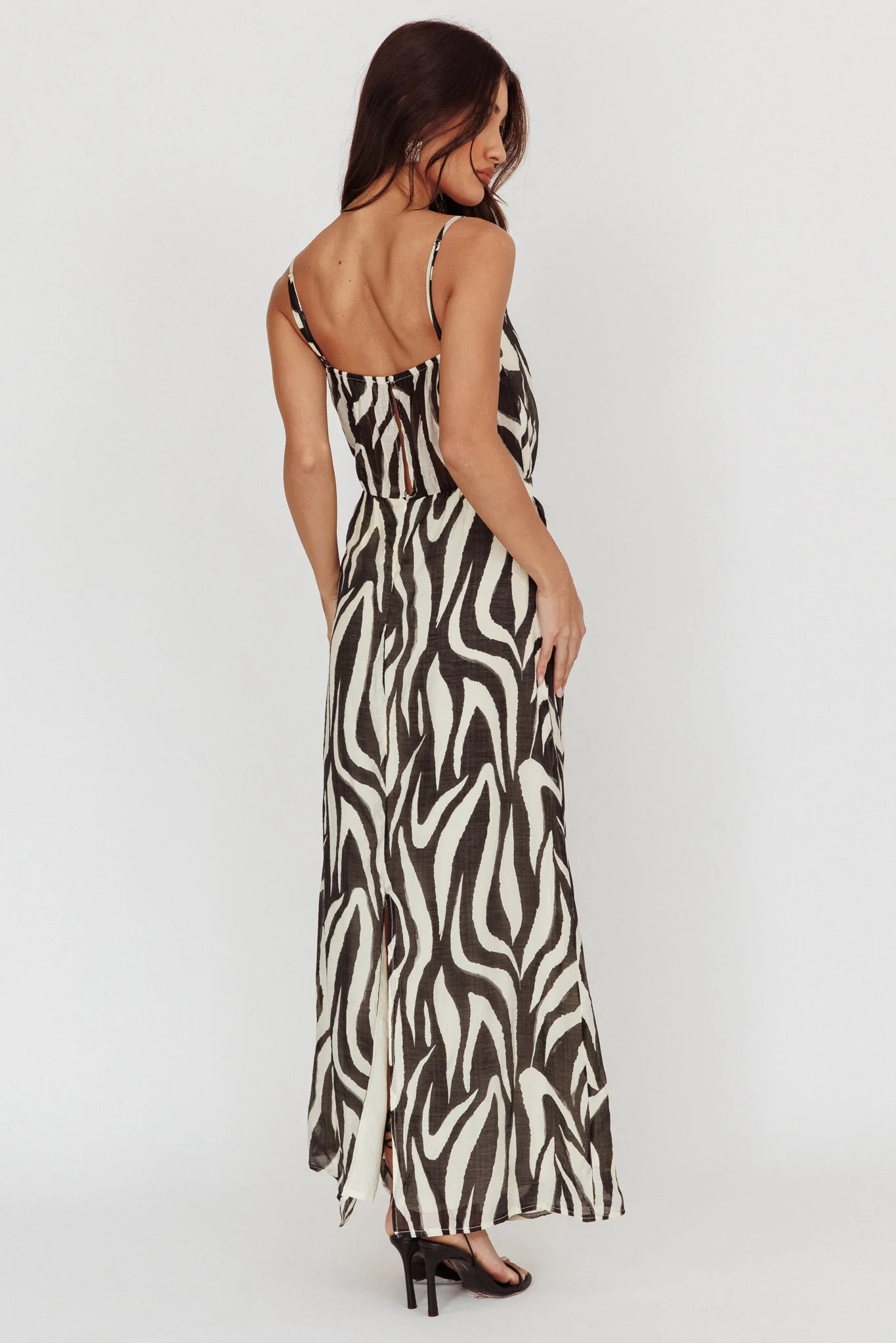 Pristine Zebra Print Maxi Dress Black - Selfie Leslie