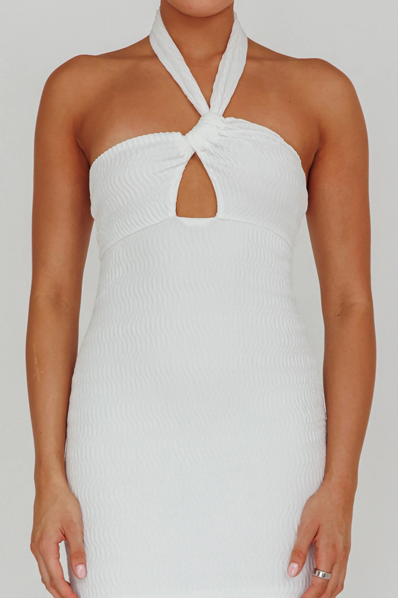 Mari Halterneck Midi Dress White - Selfie Leslie