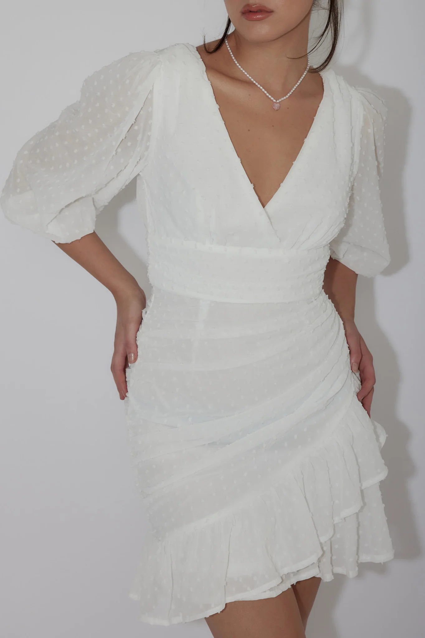 Wild Honey Hail Spot Mini Dress White - Online Dress Boutique